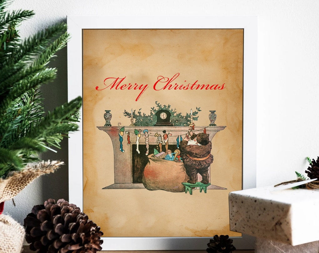 Kna Prints - 1 Pc Poster Vintage Christmas Classic Santa Filling ...