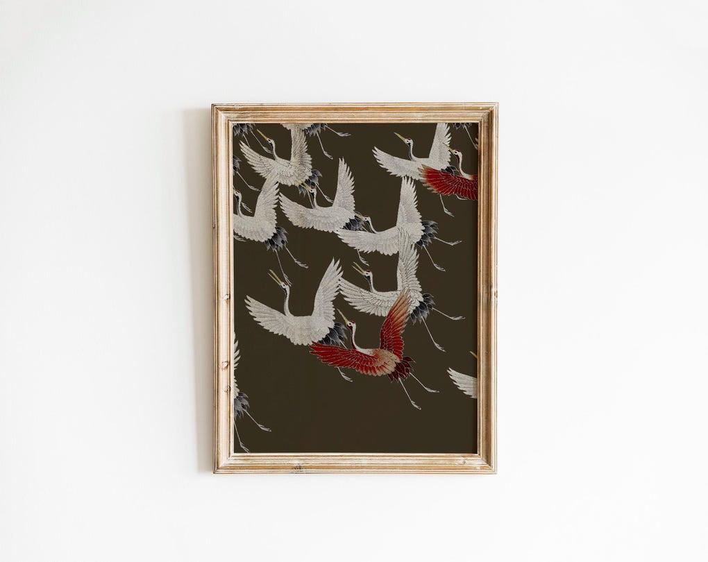 Kna Prints - 1 Pc Poster Vintage Cranes Downloadable Wall Art Cottage ...