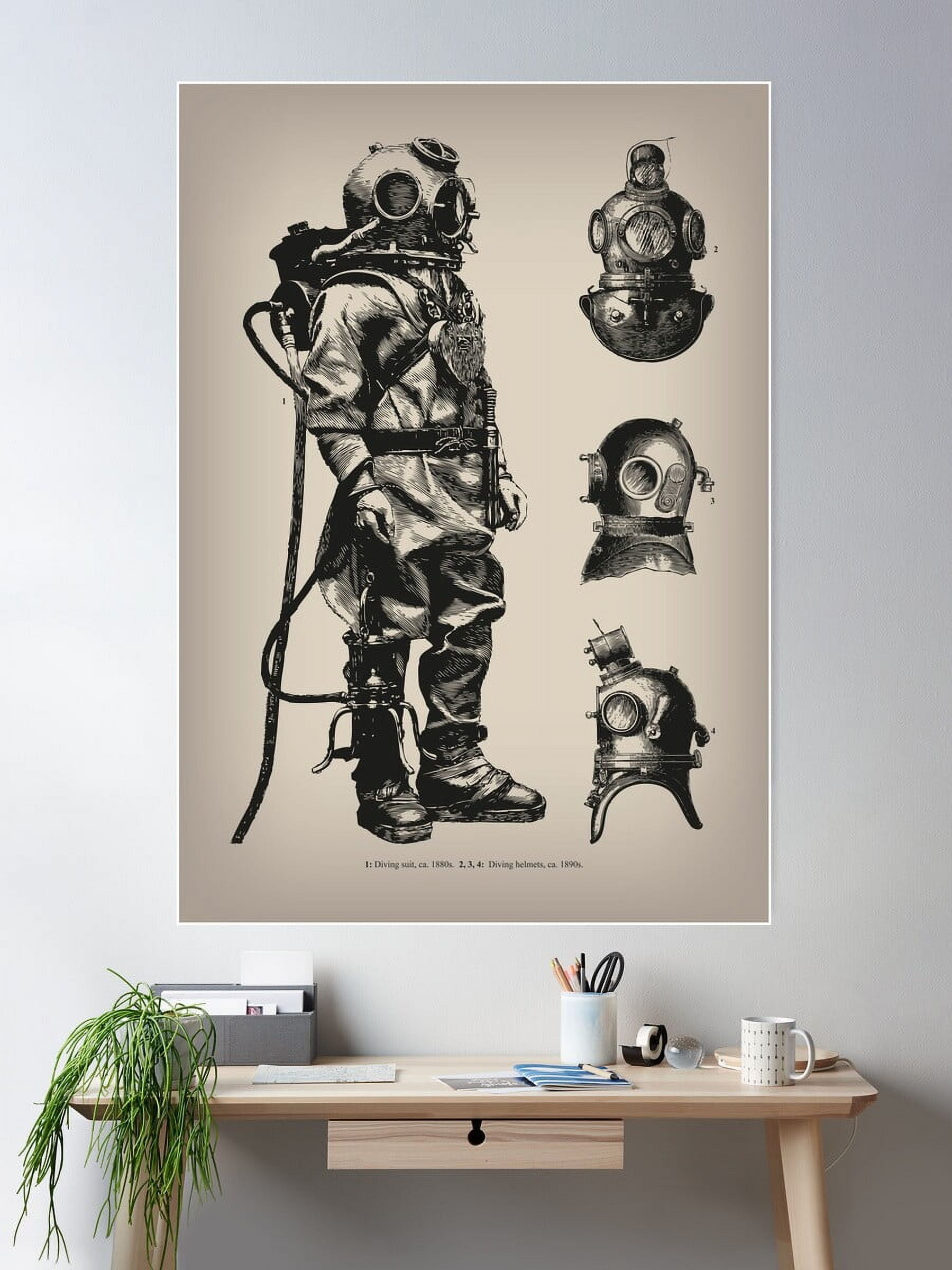 Kna Prints - 1 Pc Poster Vintage Deep Sea Diver | Nautical |, UNFRAMED ...