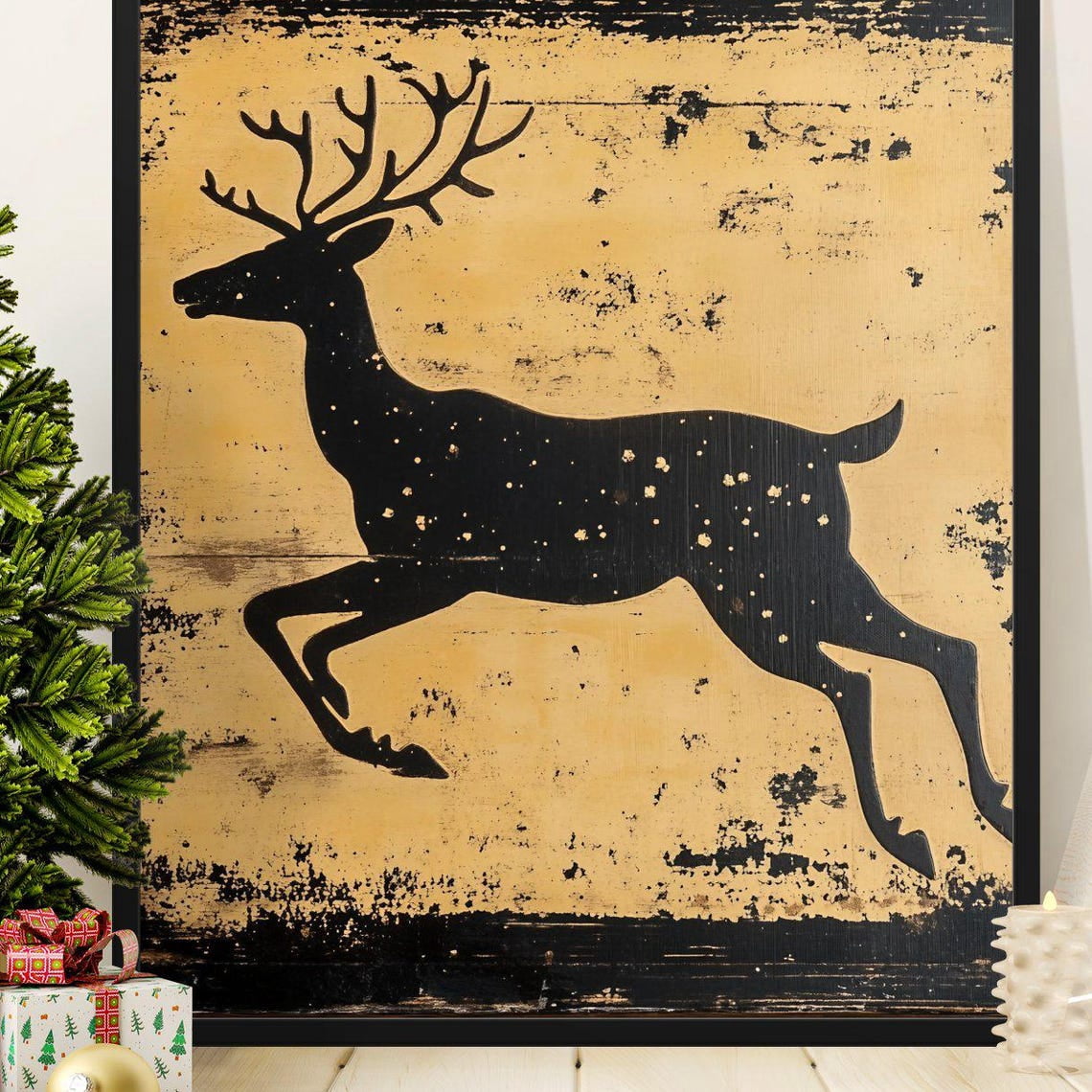 Kna Prints - 1 Pc Poster Vintage Deer Art Print, Rustic Antler Stag ...