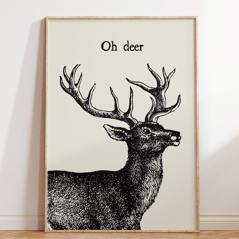 Kna Prints - 1 Pc Poster Vintage Deer Print Rustic Farmhouse Wall Art ...