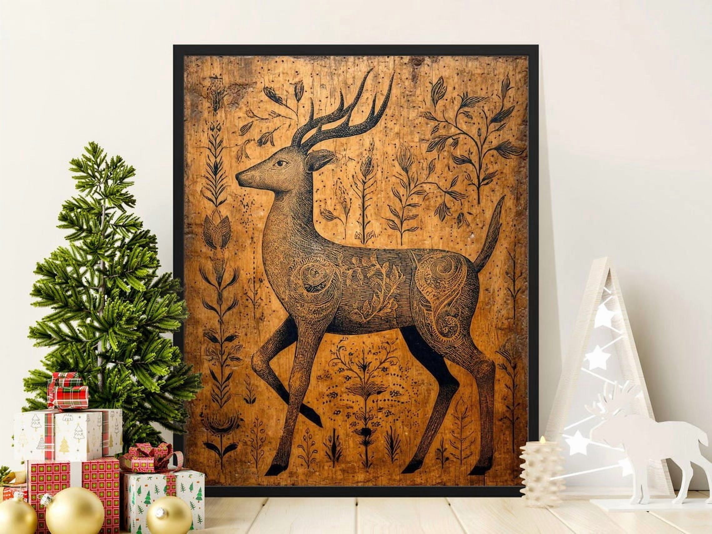Kna Prints - 1 Pc Poster Vintage Deer S, Stag Antlers Art, Botanical ...