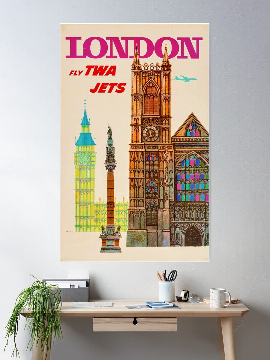 Kna Prints - 1 Pc Poster Vintage Fly Twa Jets To London Travel ...