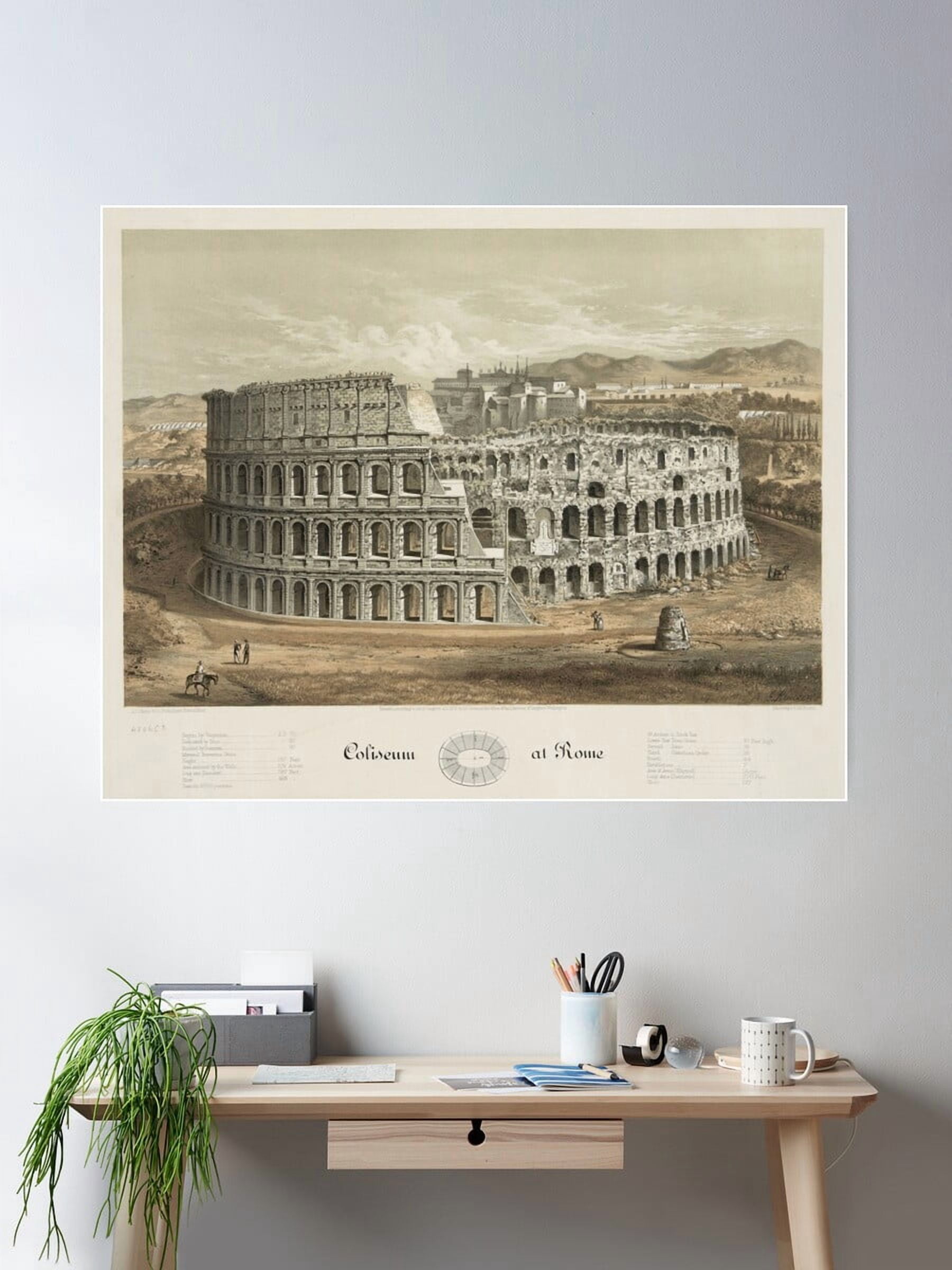 Kna Prints - 1 Pc Poster Vintage Illustration Of The Roman Colosseum ...