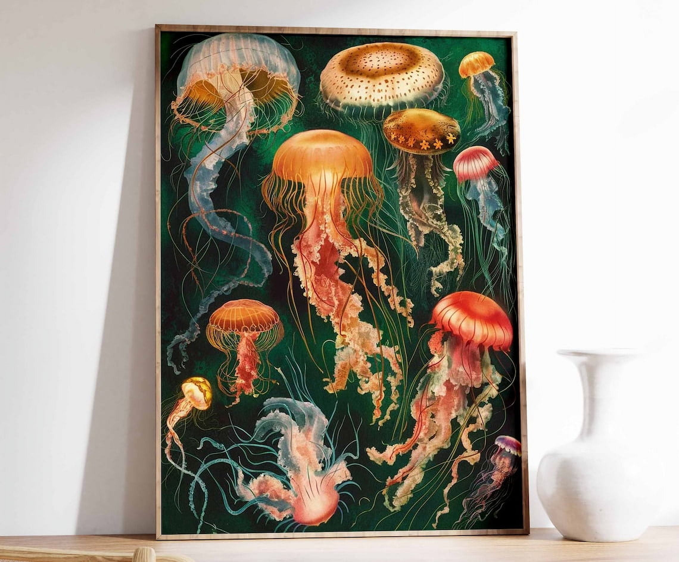 Kna Prints - 1 Pc Poster Vintage Jellyfish Print, Tropical Decor ...