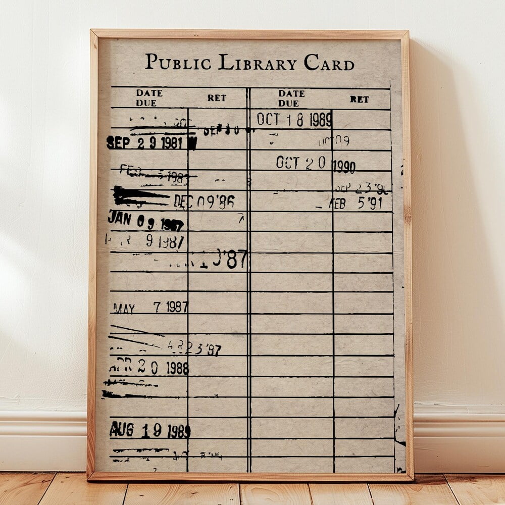 Kna Prints - 1 Pc Poster Vintage Library Card Print | Printable Wall ...