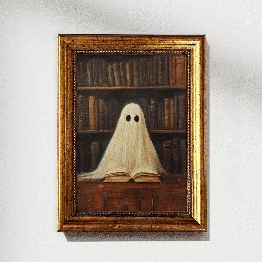 Kna Prints - 1 Pc Poster Vintage Library Ghost Painting , Spooky ...