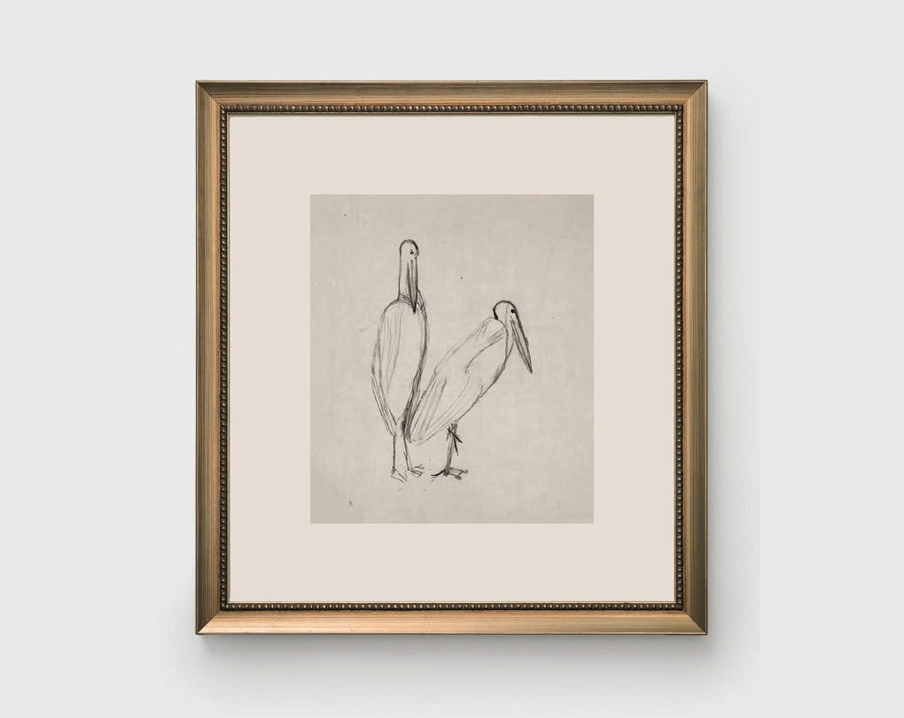 Kna Prints - 1 Pc Poster Vintage Minimalist Bird Sketch Muted Neutral Coastal Wall Art Coastal ...