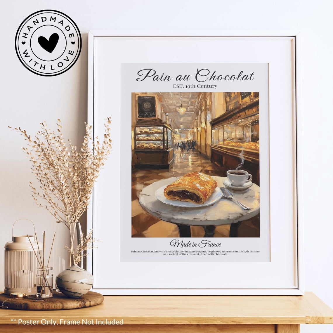Kna Prints - 1 Pc Poster Vintage Pain Au Chocolate French Pastry ...
