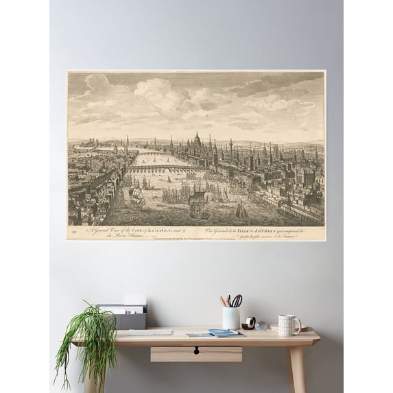 Kna Prints - 1 Pc Poster Vintage Pictorial Map Of London & The Thames ...