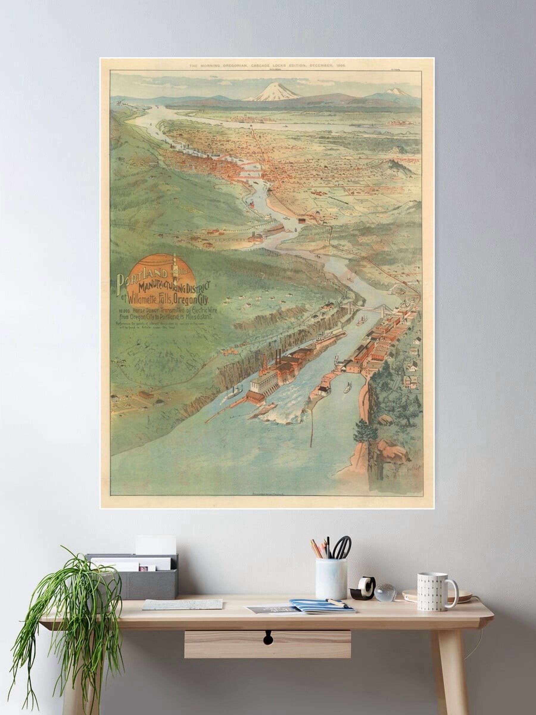 Kna Prints - 1 Pc Poster Vintage Pictorial Map Of Portland Or (1896 ...
