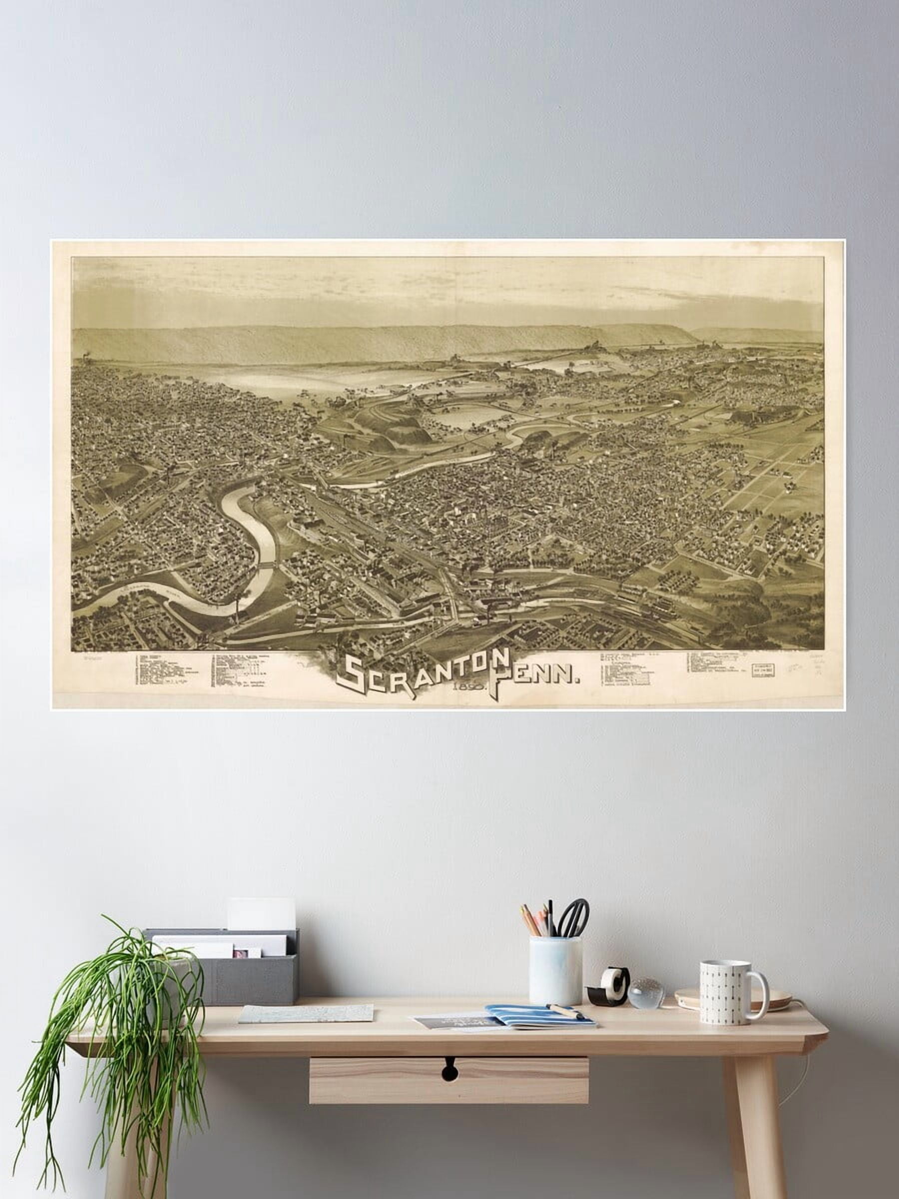 Kna Prints - 1 Pc Poster Vintage Pictorial Map Of Scranton Pa (1890 ...