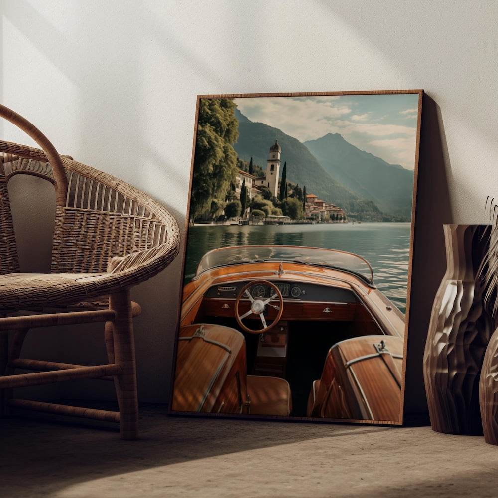 Kna Prints - 1 Pc Poster Vintage Private Yacht Wall Art Lake Como ...