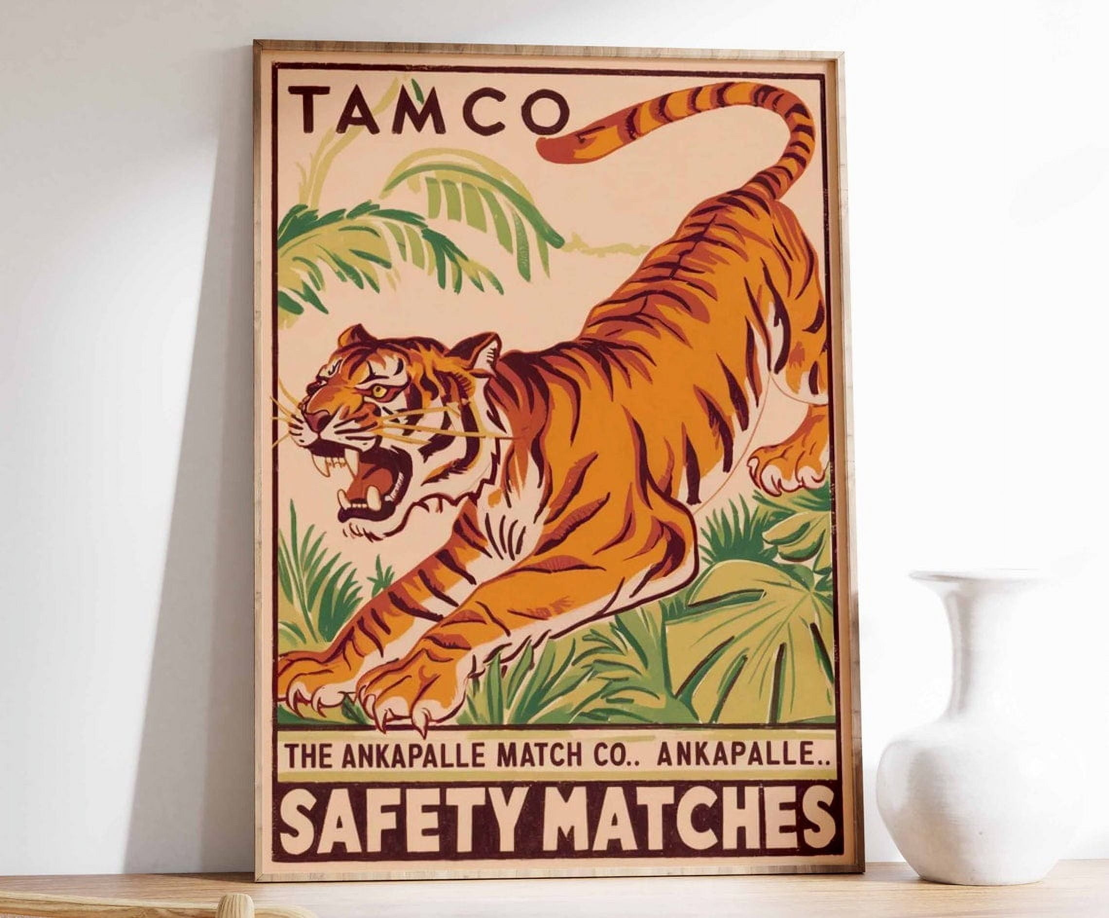 Kna Prints - 1 Pc Poster Vintage Tiger Print, Indian Tiger , Matchbox ...