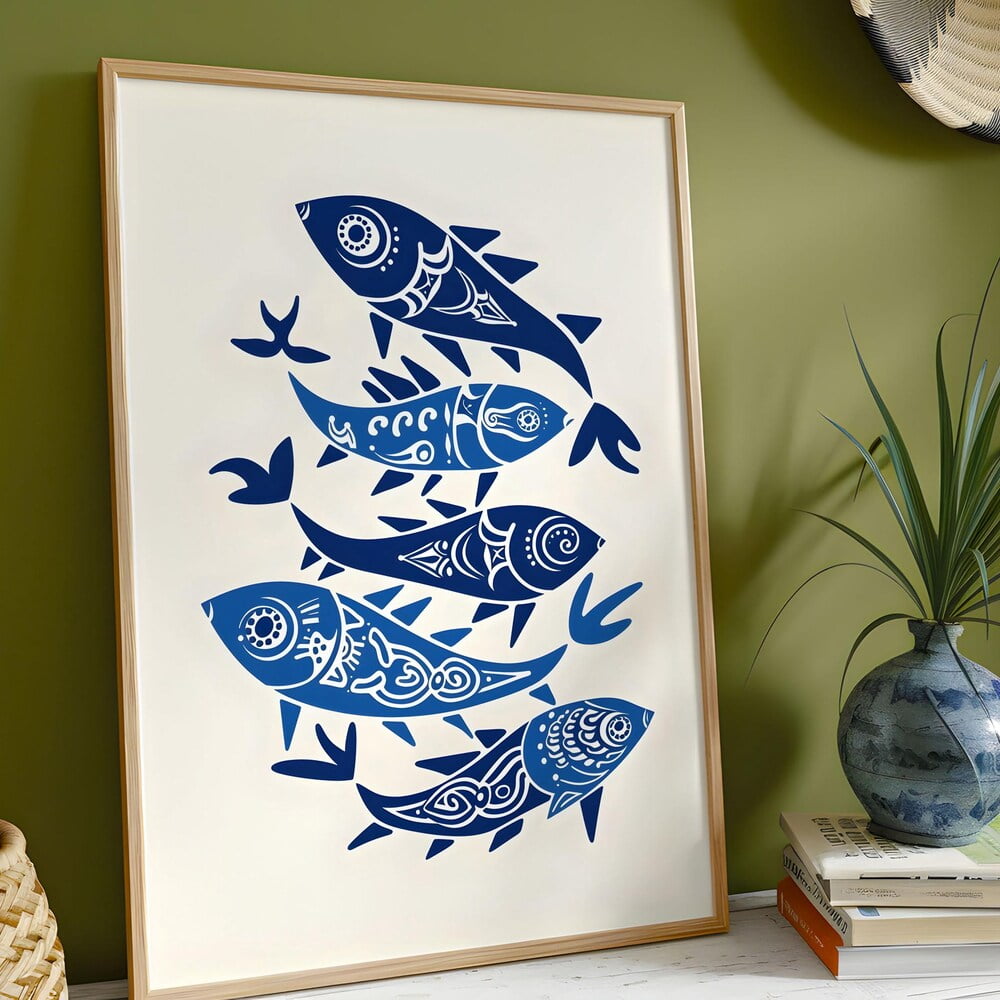 Kna Prints - 1 Pc Poster Vintage Vibe Mounted D Poster - Unique Fish ...
