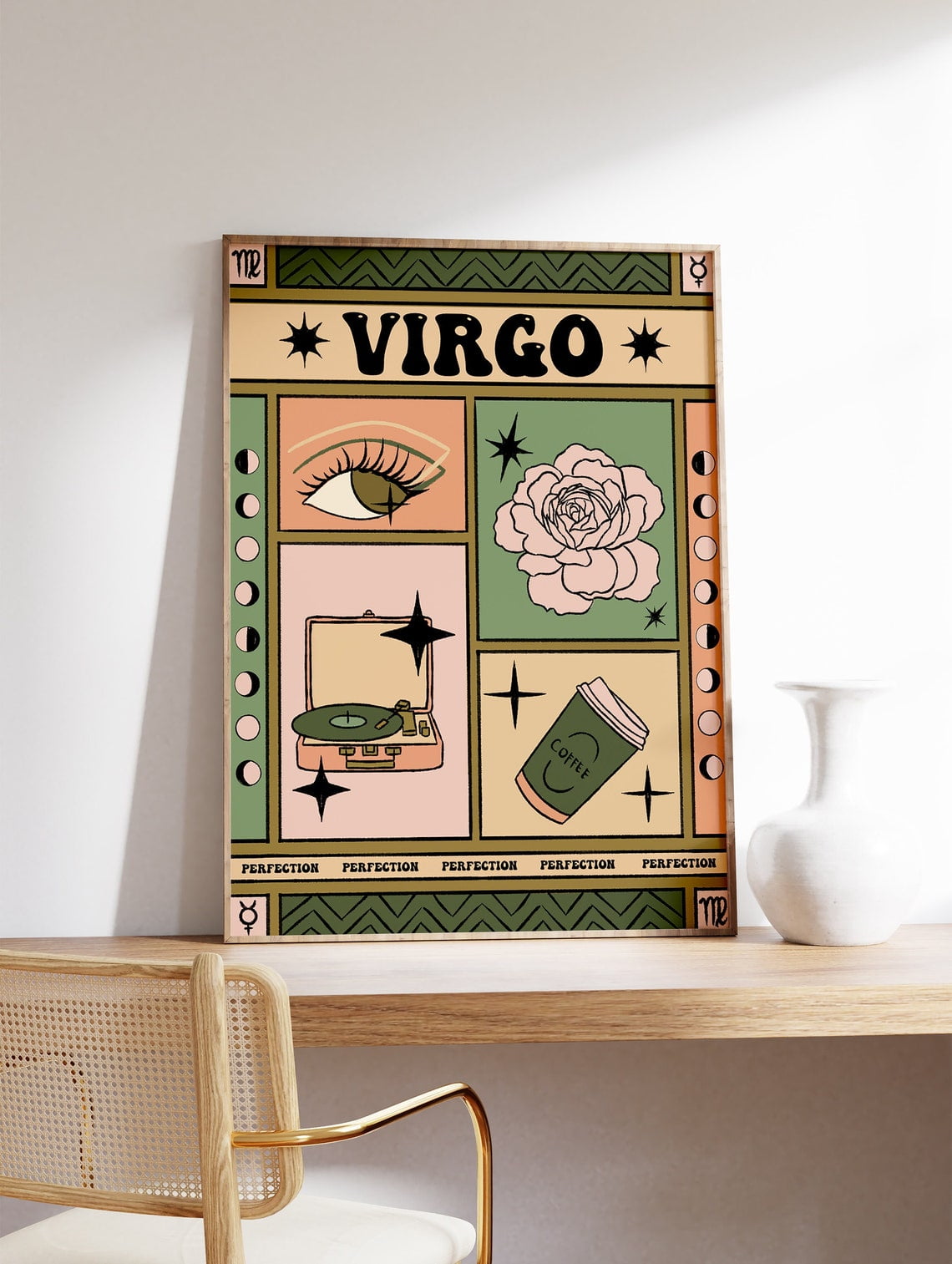 Kna Prints - 1 Pc Poster Virgo Star Sign , Zodiac Tarot Card Print ...