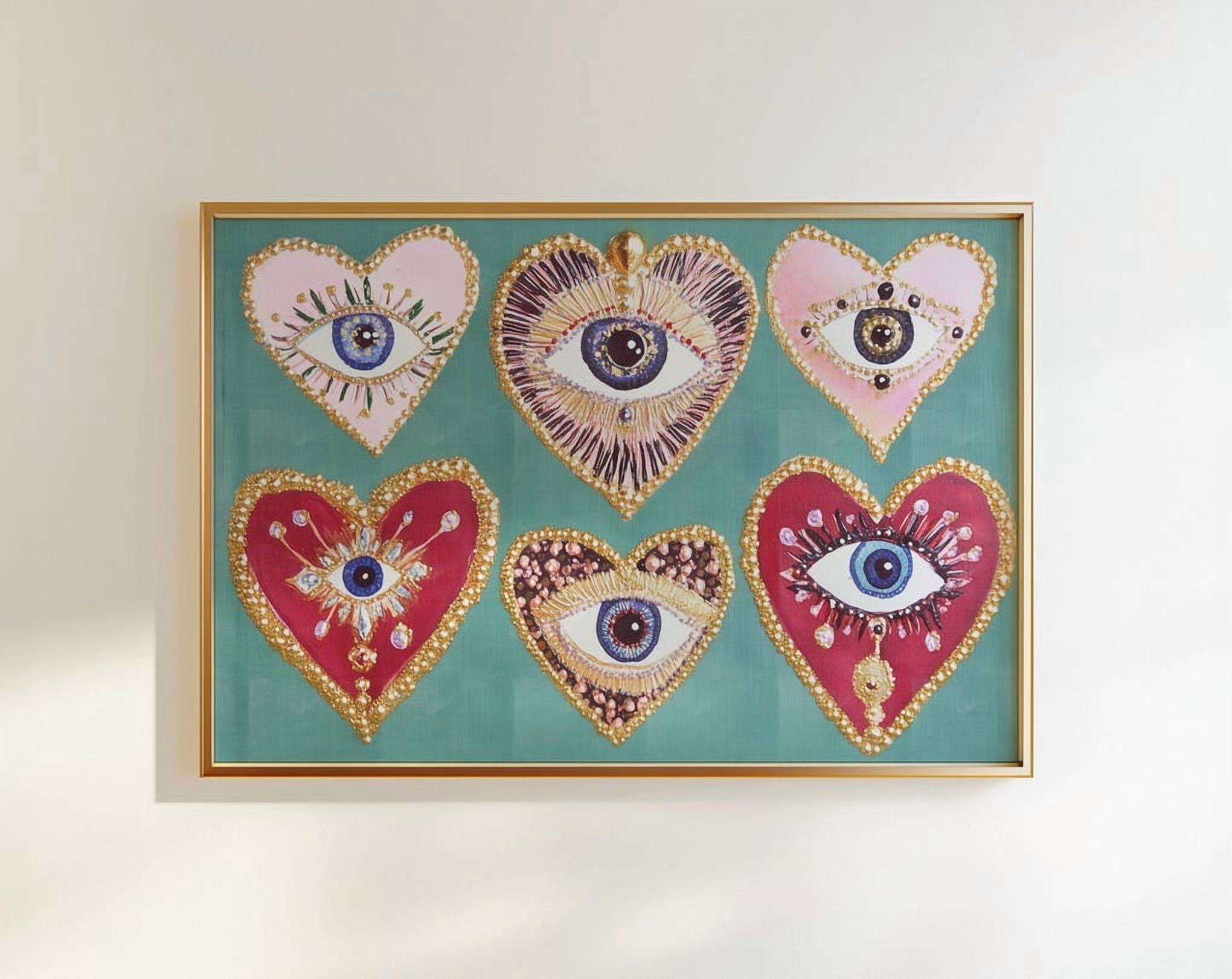 Kna Prints - 1 Pc Poster Wall Art, Coquette Heart Eye Print, Glam Pink And Red Bedroom Decor ...