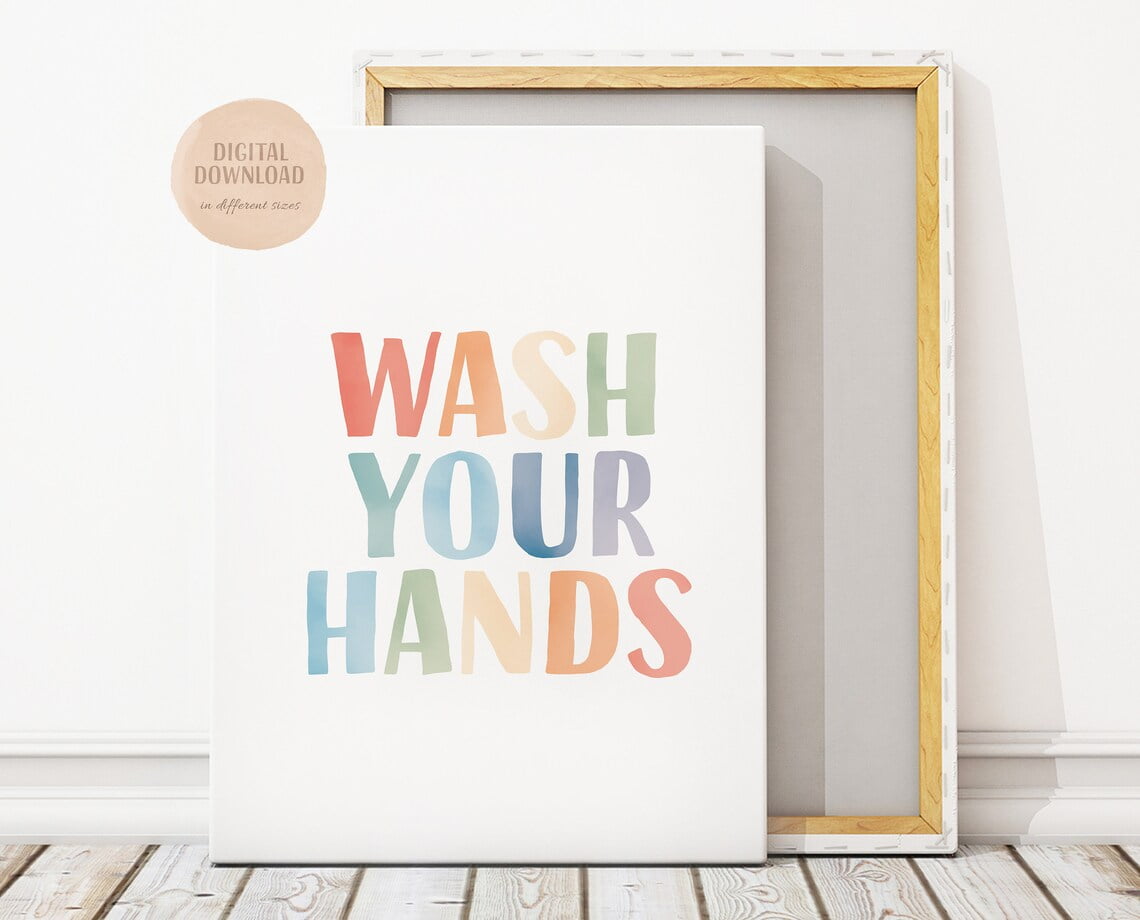 Kna Prints - 1 Pc Poster Wash Your Hands Print, Bathroom , Printable ...