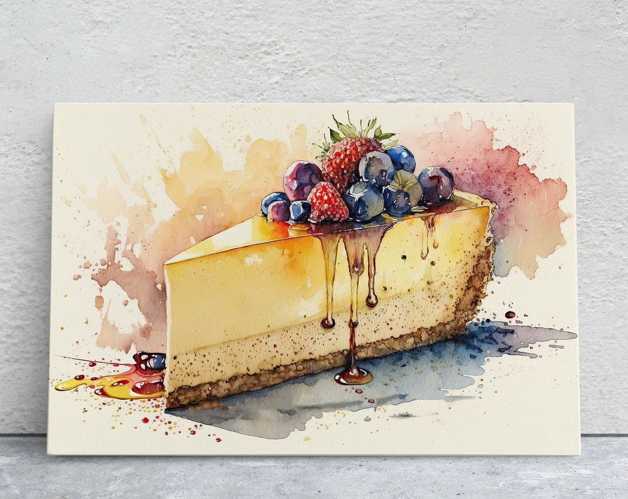 Kna Prints - 1 Pc Poster Watercolor Cheesecake, Cake Decor, Dessert Art ...