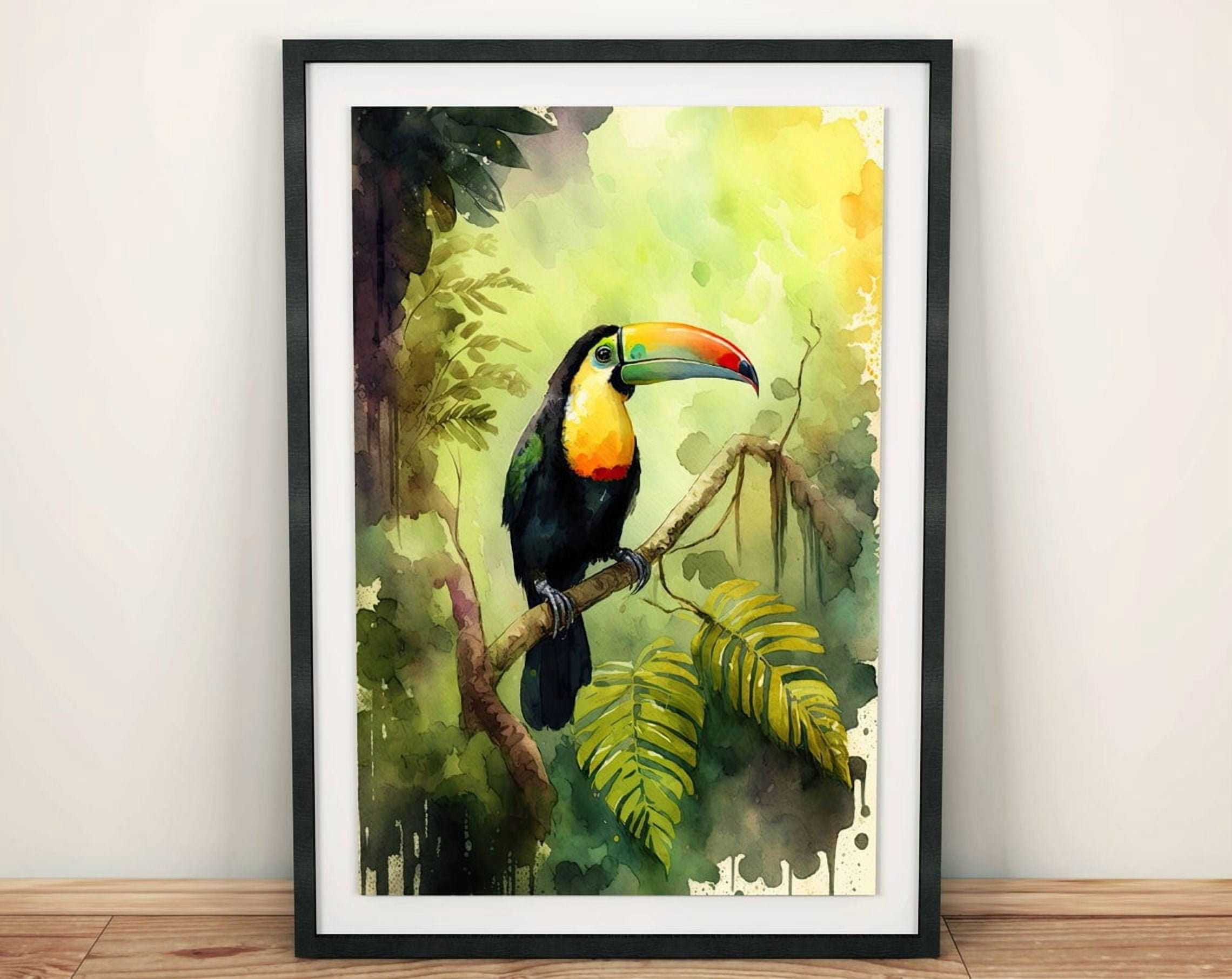 Kna Prints - 1 Pc Poster Watercolor Jgle With Toucan Bird Nursery Baby ...
