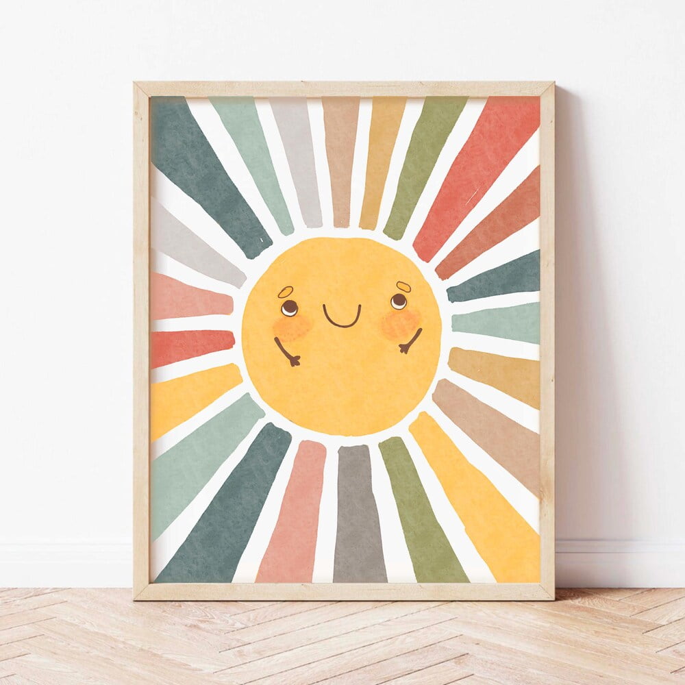 Kna Prints - 1 Pc Poster Watercolor Sun Poster Muted Rainbow Nursery ...