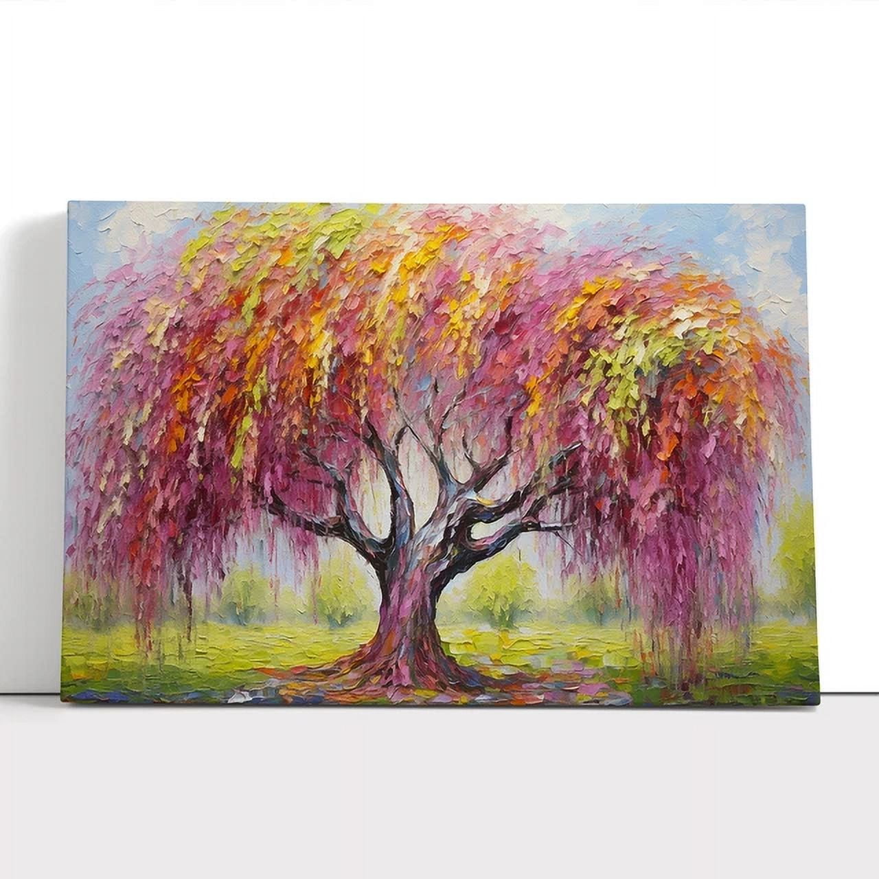 Kna Prints - 1 Pc Poster Weeping Willow Tree Palette Knife Wall Art ...