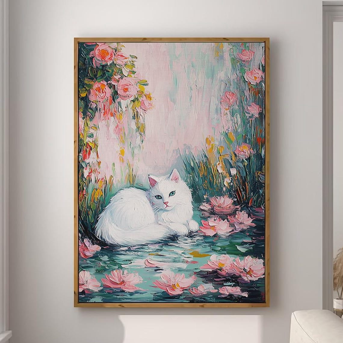 Kna Prints - 1 Pc Poster White Cat Lily Print Animal Gift Nursery ...