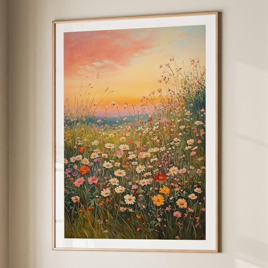Kna Prints - 1 Pc Poster Wildflower Field Meadow Print Golden Hour Sset ...