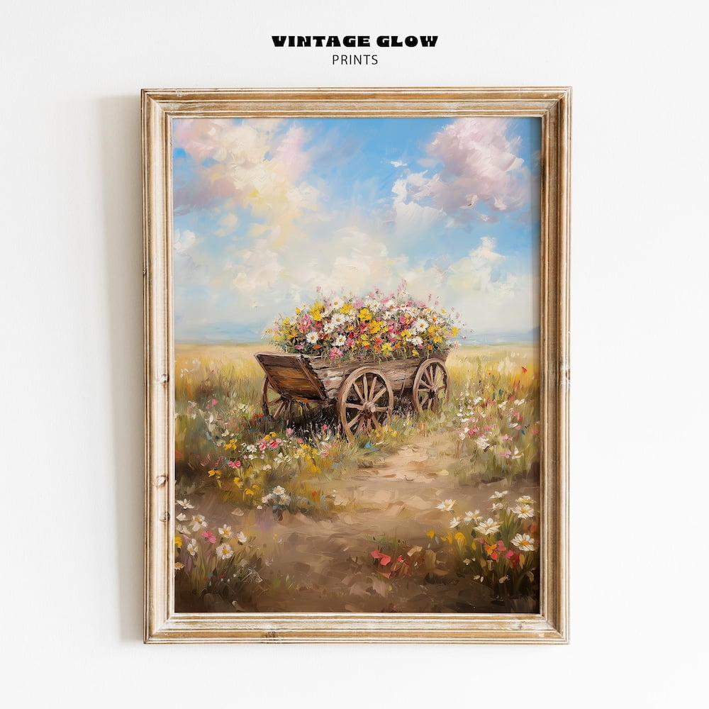 Kna Prints - 1 Pc Poster Wildflowers Cart Print | Vintage Spring Flower ...
