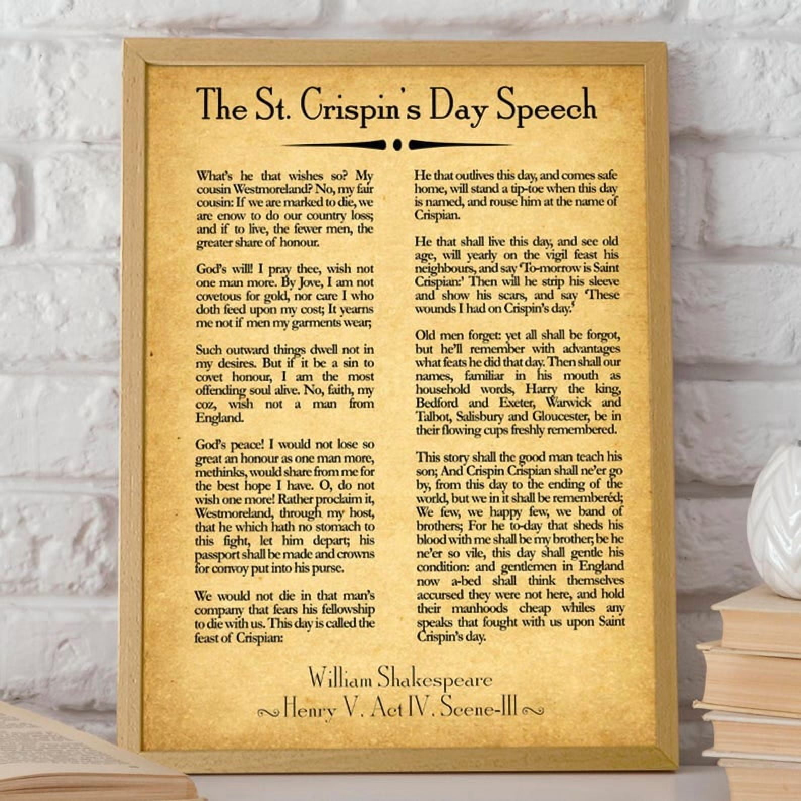 Kna Prints - 1 Pc Poster William Shakespeare Quote St. Crispin'S Day ...