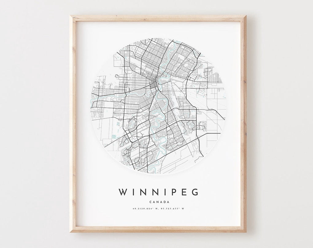Kna Prints - 1 Pc Poster Winnipeg Map Print, Winnipeg Map City Wall Art ...