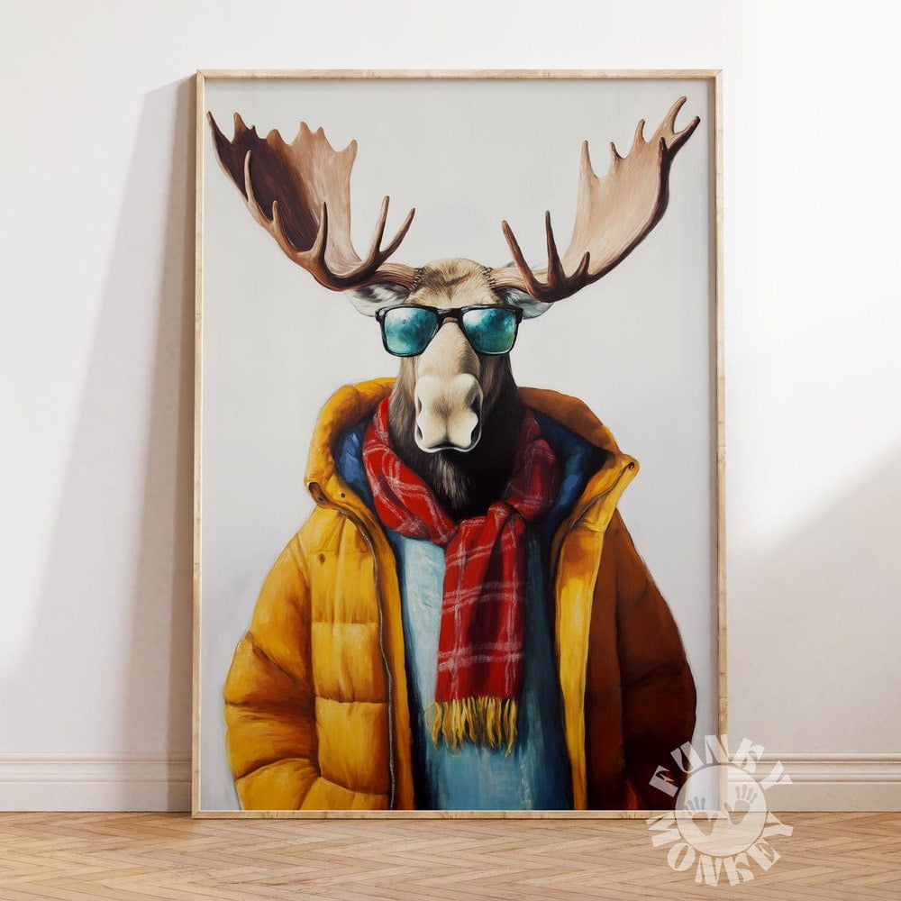 Kna Prints - 1 Pc Poster Winter Animal Print, Funny Moose Printable ...