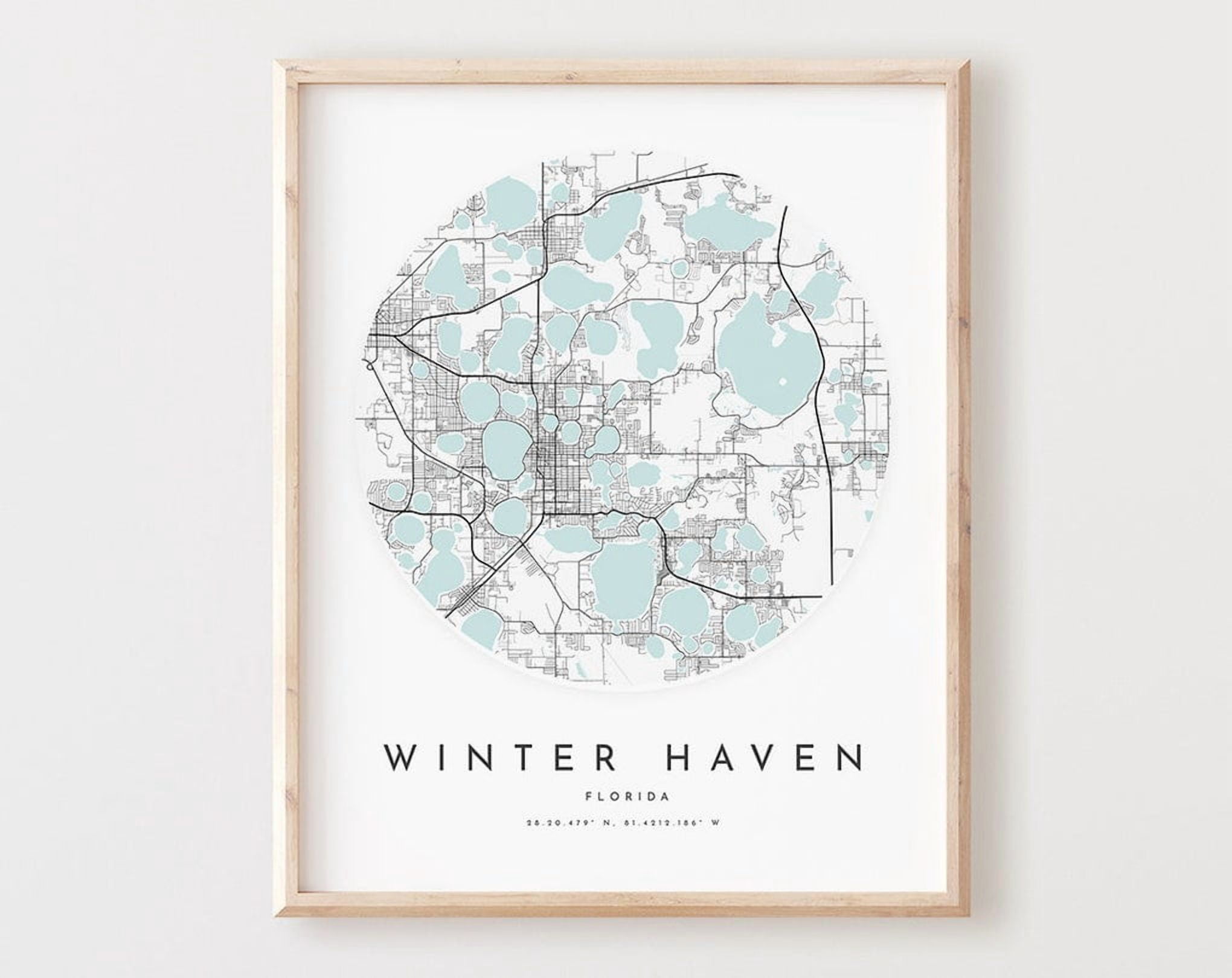 Kna Prints - 1 Pc Poster Winter Haven Map Print, Winter Haven Map City ...