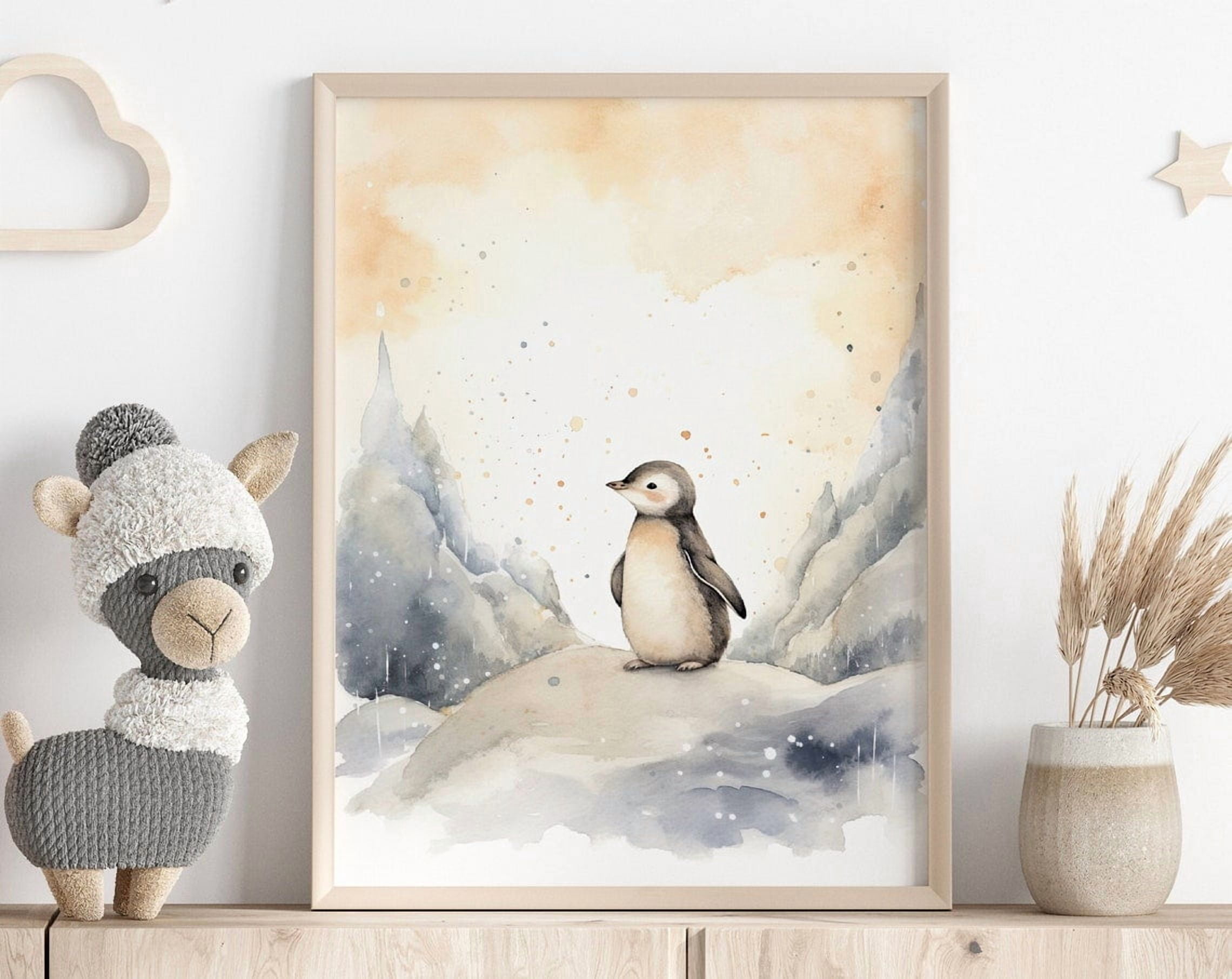 Kna Prints - 1 Pc Poster Winter Nursery Decor Watercolor Penguin ...