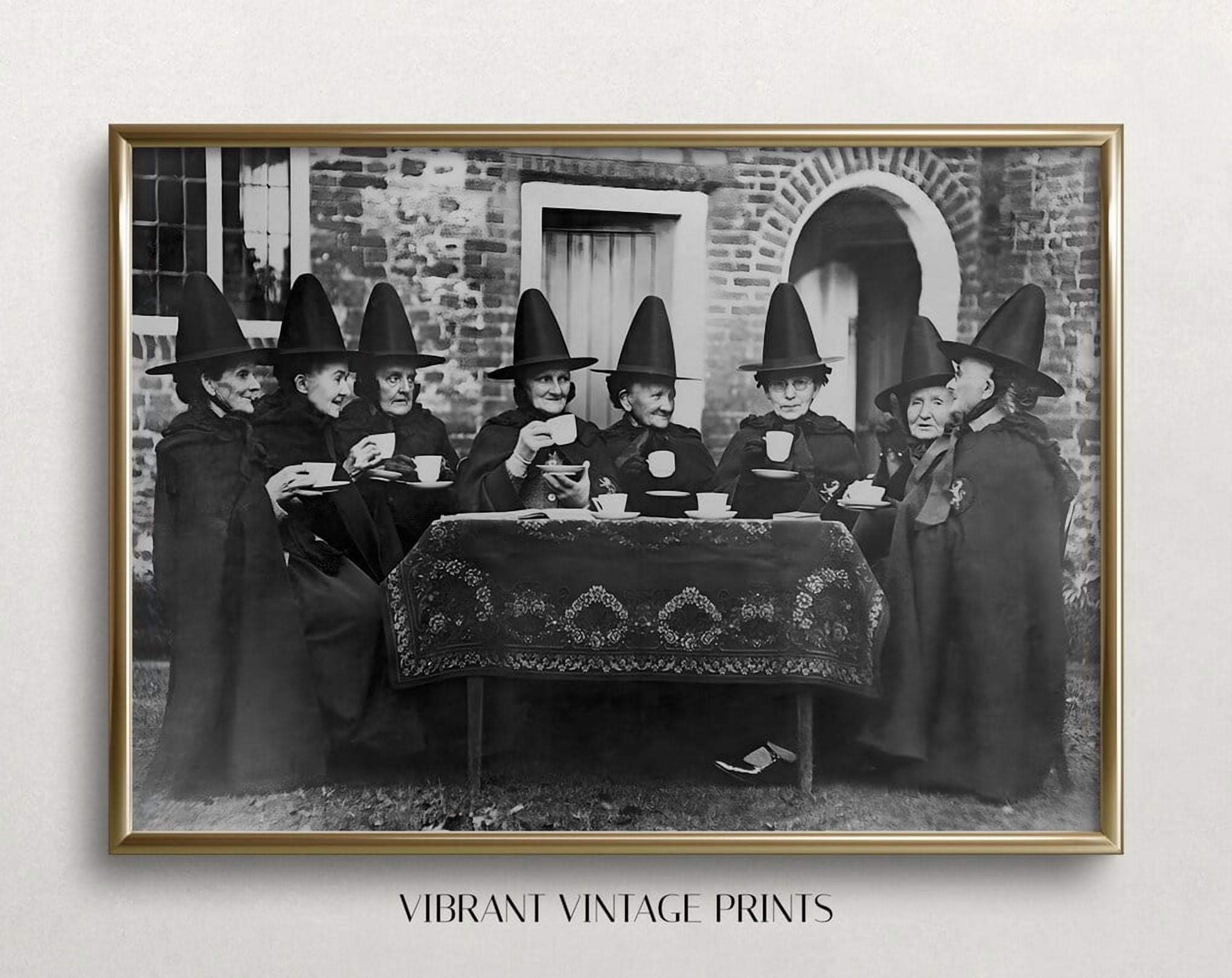 Kna Prints - 1 Pc Poster Witch Tea Party Art, Halloween Wall Art, Black ...
