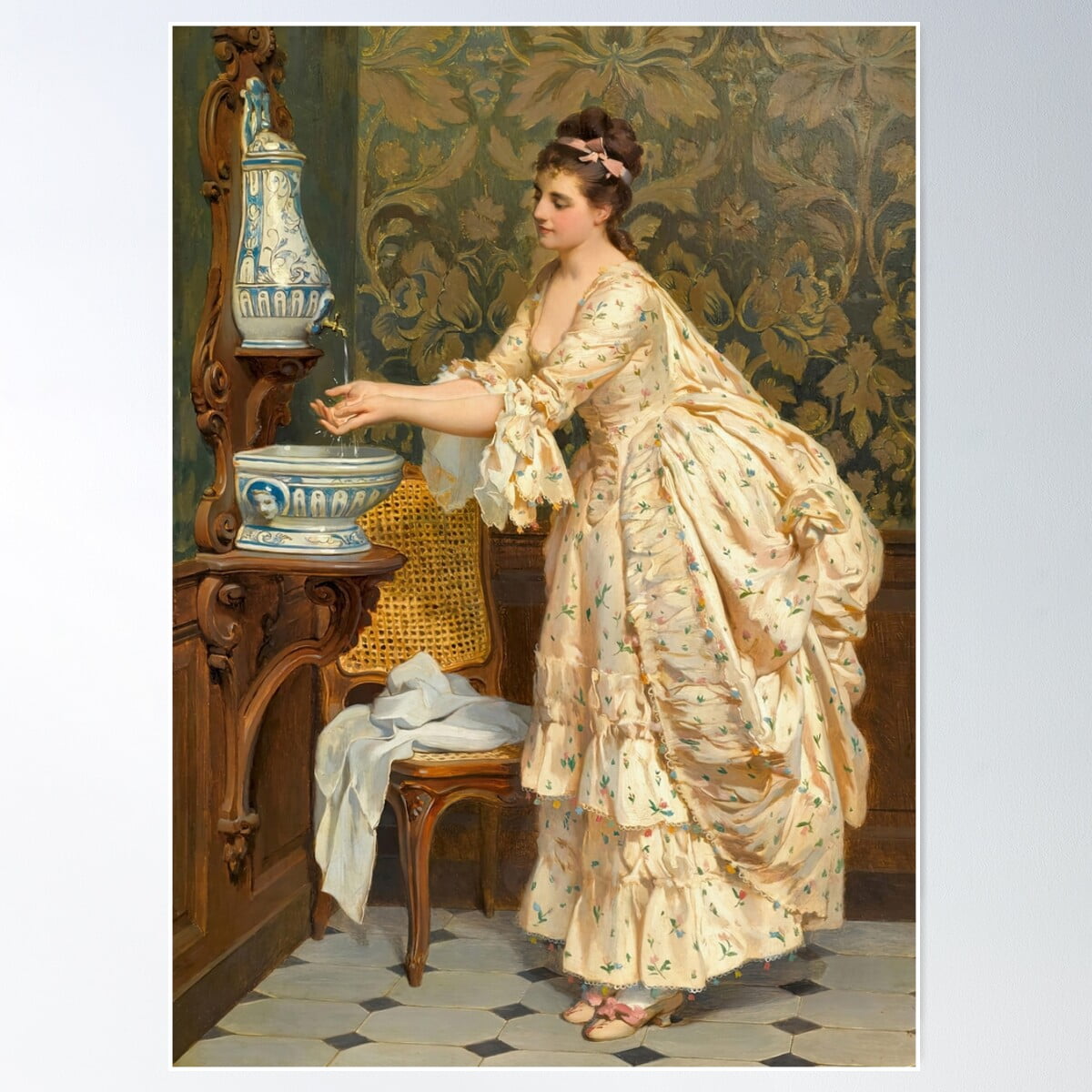 Kna Prints - 1 Pc Poster Woman Portrait, Washing Hands, Vintage Painting, UNFRAMED-8x12 ...