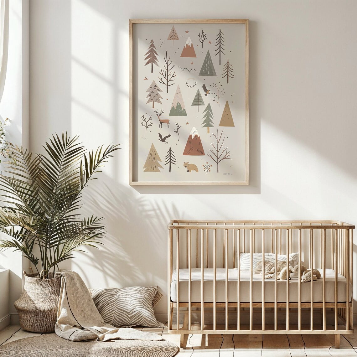 Kna Prints - 1 Pc Poster Woodland Animals And Trees Nursery Wall Art ...