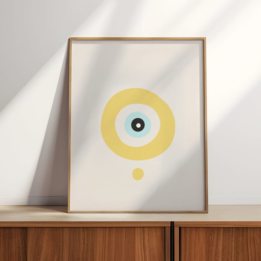 Kna Prints - 1 Pc Poster Yellow Evil Eye Wall Art, Mediterranean Evil ...