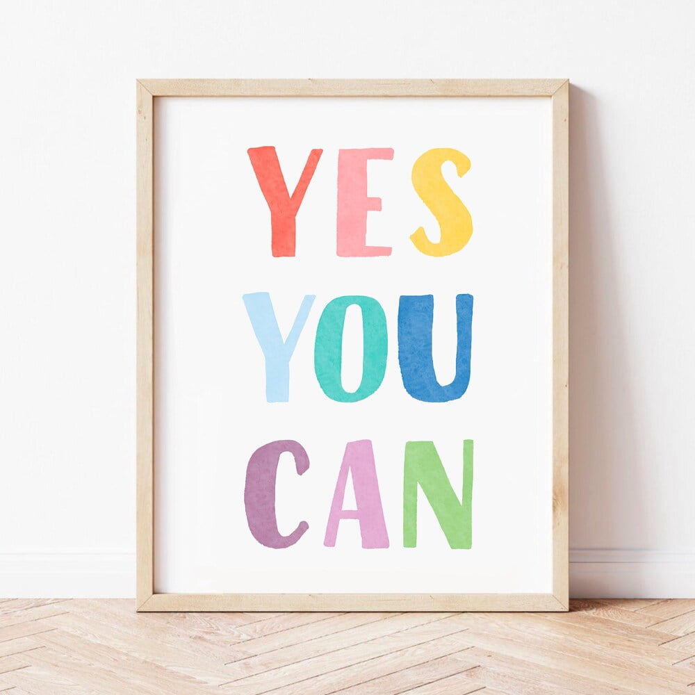 Kna Prints - 1 Pc Poster Yes You Can Poster Positive Thinking Kids Room ...