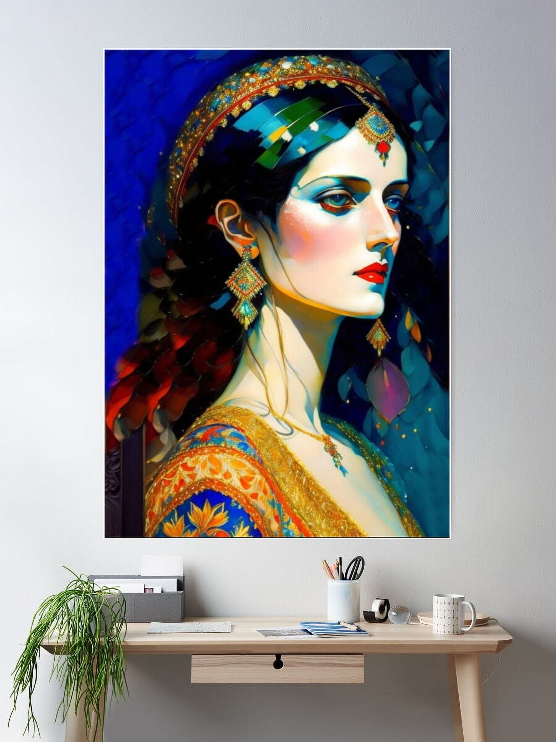 Kna Prints - 1 Pc Poster Yog Indian Woman In Traditional Asian Ethnic ...
