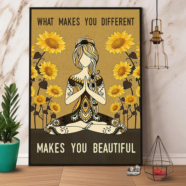 Kna Prints - 1 Pc Poster Yoga Sunflower What Makes You Different Makes ...