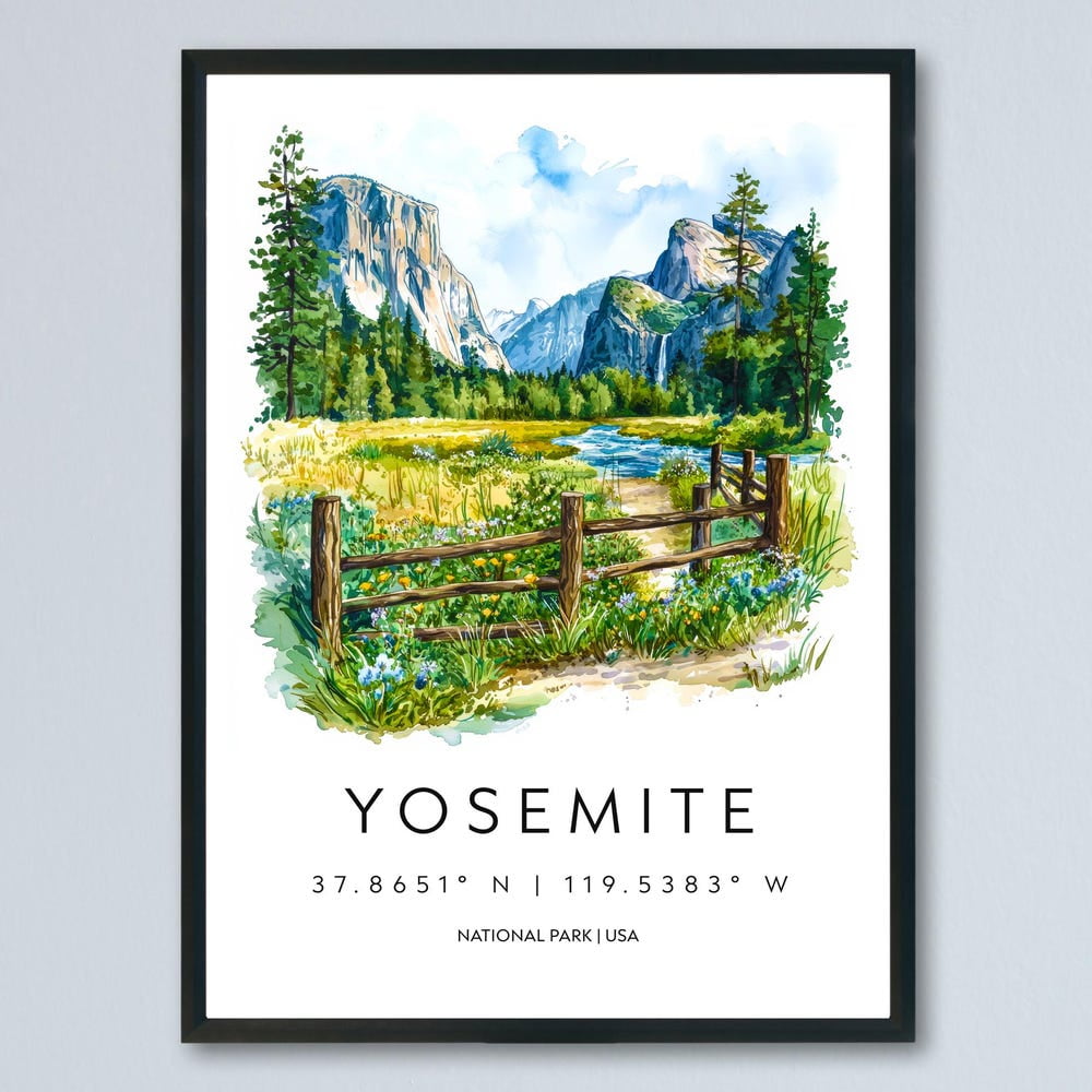 Kna Prints - 1 Pc Poster Yosemite Watercolor Poster Yosemite Travel ...