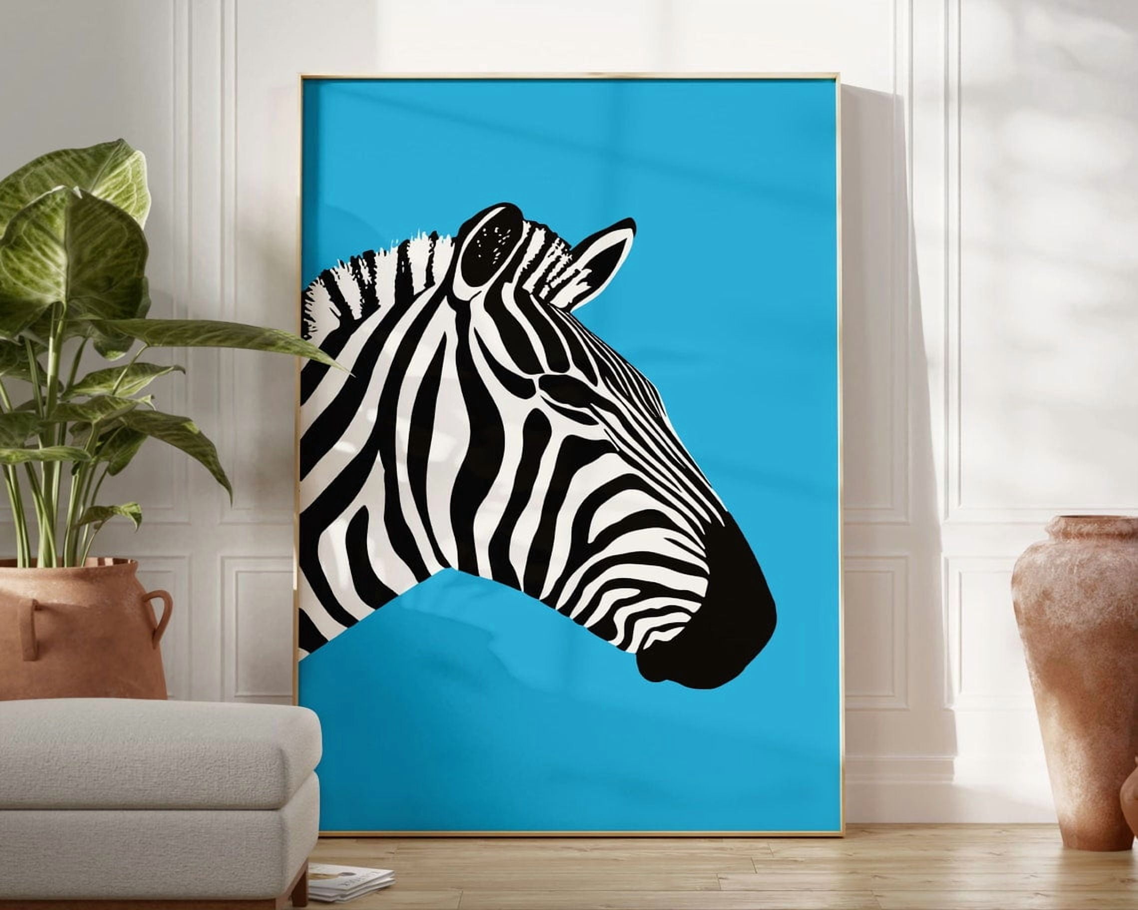 Kna Prints - 1 Pc Poster Zebra Print, Retro Animal , F Prints, Blue ...