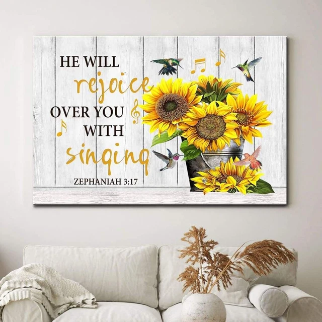 Kna Prints - 1 Pc Poster Zephaniah 317 He Will Rejoice Over You With ...