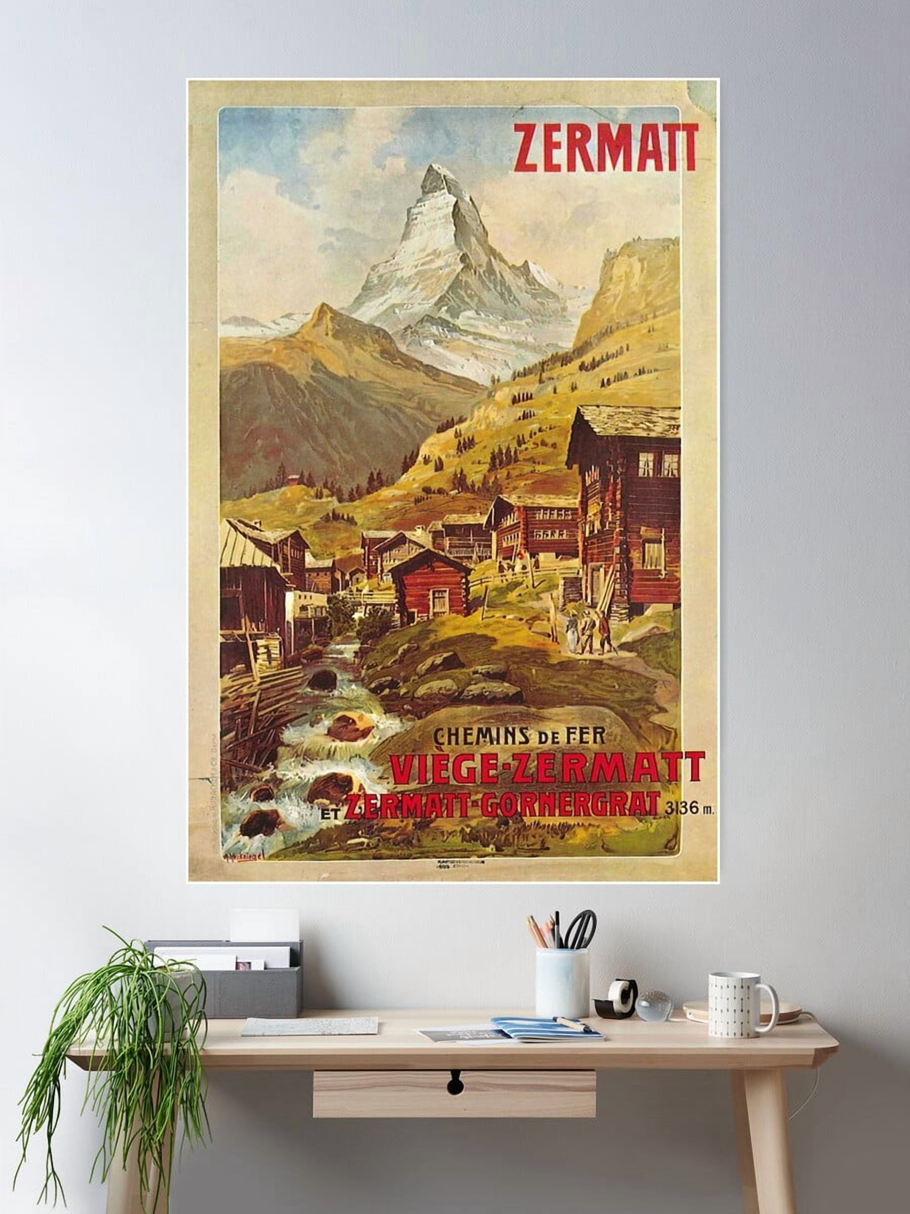 Kna Prints - 1 Pc Poster Zermatt Switzerland Vintage Swiss, UNFRAMED ...