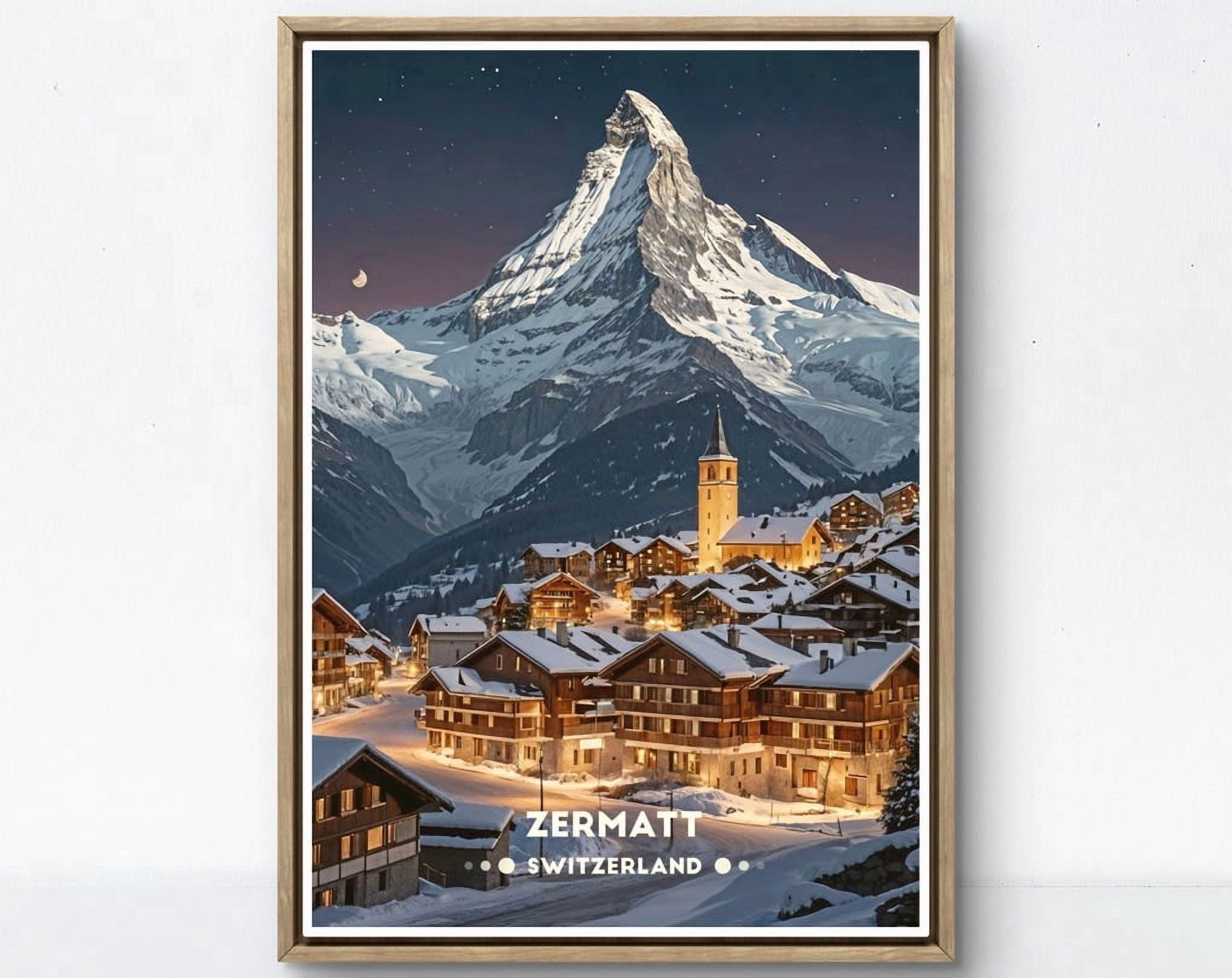 Kna Prints - 1 Pc Poster Zermatt Switzerland Vintage , Winter ...