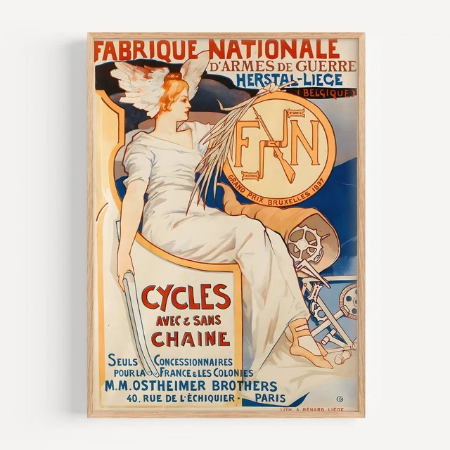 Kna Prints - 1 Pcs Poster Fabrique Nationale Cycles Avec & Sans Chaine ...