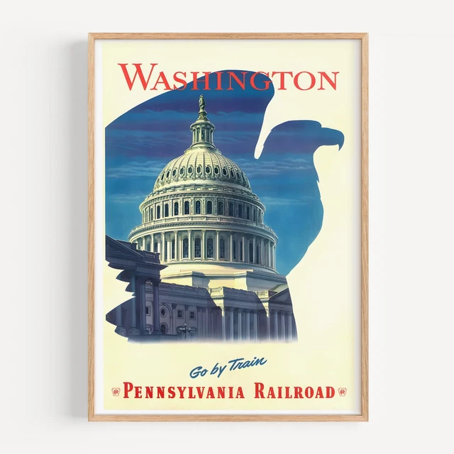 Kna Prints - 1 Pcs Poster Pennsylvania Railroad Washington 1953 Retro ...