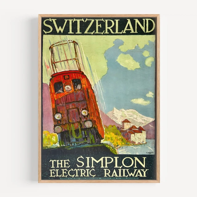 Kna Prints - 1 Pcs Poster Switzerland The Electrisimplon Railways 1925 Retro Vintage Train ...