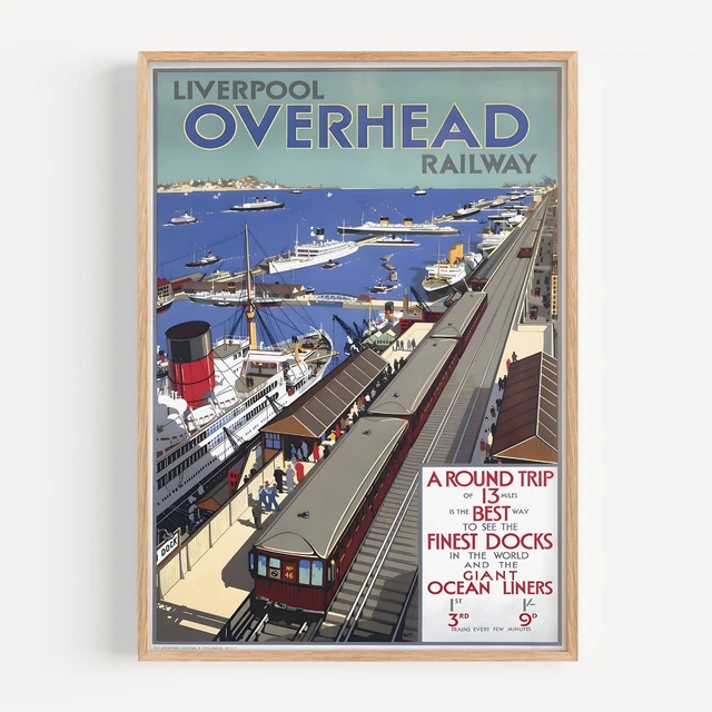 Kna Prints - 1 Pcs Poster W T Liverpool Overhead Railway Retro Vintage ...